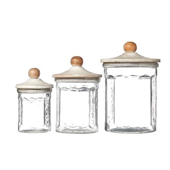 Mud Pie | Kitchen | Set3 Fluted Glass Canisters | Poshmark
